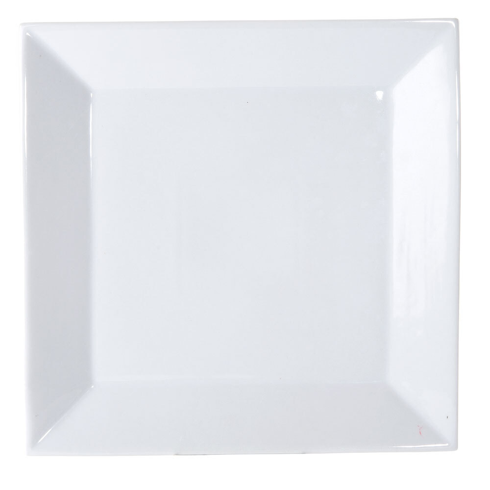 13 3/4" Bright White Square China Plate - 12/Case