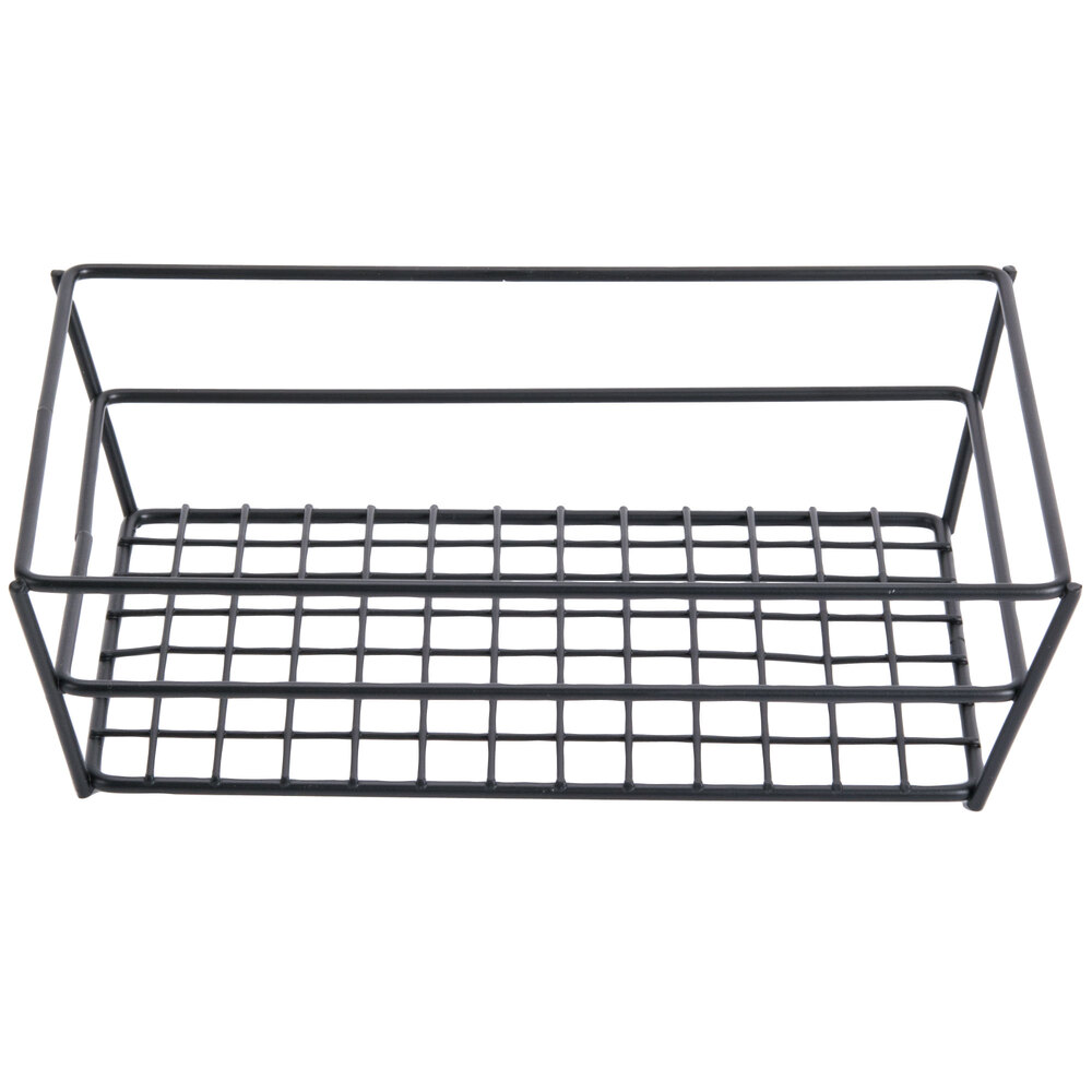 American Metalcraft RMB95B Black Rectangular Small Grid Basket - 9" x 6 ...