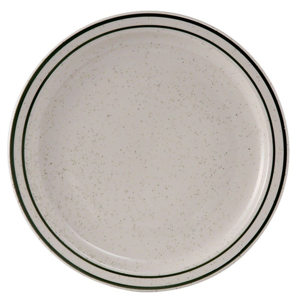 Tuxton TES-016 Emerald 10 1/2" Green Speckle Narrow Rim China Plate ...
