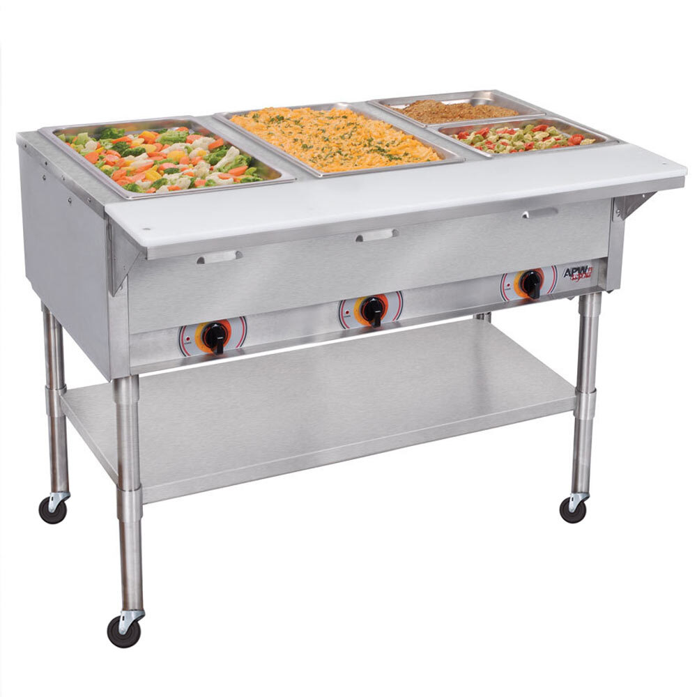 APW Wyott PSST4S Portable Steam Table - 4 Well - Sealed Well