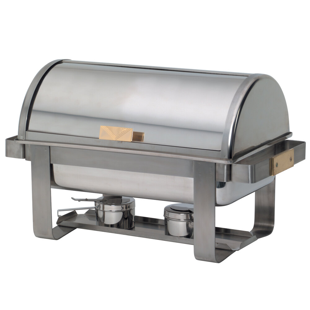 American Metalcraft MACD3 8 Qt. Stainless Steel Rectangular Roll-Top Chafer