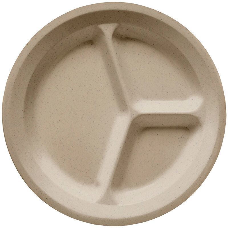 GET CP-532-S Sandstone 11" SuperMel Three Compartment Plate - 12/Case