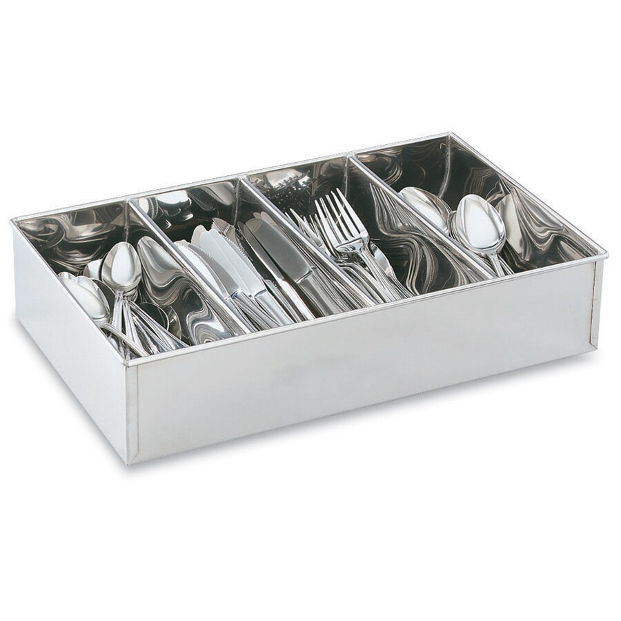 Vollrath 99700 Heavy Duty 4-Compartment Stainless Steel Cutlery Box