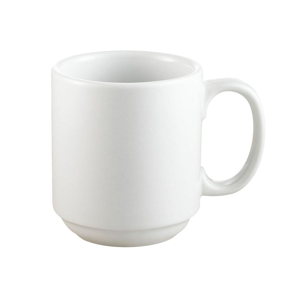 CAC PRM-12-P Bright White 12 oz. Venice Stacking Mug - 36/Case