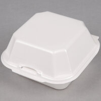 Genpak 201ST 9 1/4" x 5 11/16" x 2 3/4" White Medium Shallow Foam Hinged Lid Container - 100/Pack