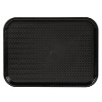 Choice 10" x 14" Black Plastic Fast Food Tray - 12/Pack