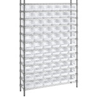Regency 18" x 48" x 74" Wire Shelving Unit with 66 Clear Bins
