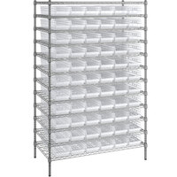 Regency 18" x 48" x 74" Wire Shelving Unit with 66 Clear Bins
