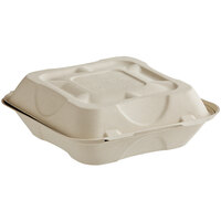 World Centric Clear Compostable PLA Hinged Clamshell Container 8" x 8 ...