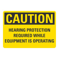 14" x 10" Non-Reflective Adhesive Vinyl "Caution / Hearing Protection ...