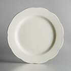 10 3/4" Ivory (American White) Scalloped Edge China Plate with Gold ...
