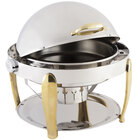 Bon Chef 10001 Manhattan 8 Qt. Round Stainless Steel with Brass Accents ...