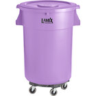 Lavex 44 Gallon Purple Round Commercial Trash Can with Lid and Dolly