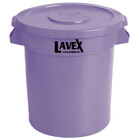 Lavex 10 Gallon Purple Round Commercial Trash Can and Lid