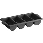 Choice Black 4-Compartment Plastic Cutlery Box / Flatware Bin with Handles