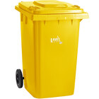 Lavex Janitorial 95 Gallon Yellow Wheeled Rectangular Trash Can with Lid