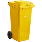Lavex Janitorial 32 Gallon Yellow Wheeled Rectangular Trash Can with Lid