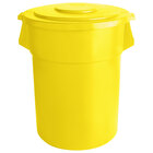 55 Gallon / 880 Cup Yellow Round Ingredient Storage Bin with Lid