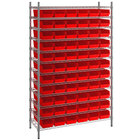 Regency 18" x 48" x 74" Wire Shelving Unit with 66 Red Bins