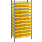 Regency 18" x 36" x 74" Wire Shelving Unit with 44 Yellow Bins