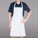 Chef Revival White Poly-Cotton Customizable Bib Apron- 34" x 34"
