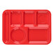 Carlisle P61405 10" x 14" Left Handed Polypropylene Red 6 Compartment Tray