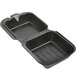 Genpak SN225-BK 6" x 6" x 3" Black Hinged Lid Foam Container - 500/Case