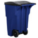 95 Gallon Blue Rollout Trash Can w/ Lid - Rubbermaid Brute