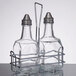 Choice 16 oz. 3 Piece Oil & Vinegar Cruet Set with Rack