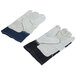 Denim Work Gloves with Cowhide Leather Palms - Large - Pair