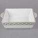 Tuxton EAU-401 DisplayTux 3.25 Qt. White Truffle Band Square China Casserole Dish - 2/Case