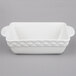 Tuxton EAP-202 DisplayTux 1.5 Qt. Bright White Band Rectangular China Casserole Dish - 2/Case