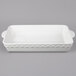 Tuxton EAP-201 DisplayTux 6.25 Qt. Bright White Band Rectangular China Casserole Dish - 2/Case
