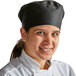 Choice Black Cloth Top Chef Skull Cap / Pill Box Hat - Large Size