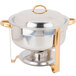 Choice Deluxe 4 Qt. Chrome Accent Marmite Sauce Chafer
