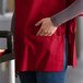 Choice Red Poly-Cotton Cobbler Apron with 2 Pockets - 29" x 20"
