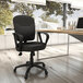 Boss Black LeatherPlus Mid-Back Task Chair with Loop Arms