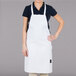 Chef Revival White Poly-Cotton Customizable Bib Apron with 1 Pocket ...