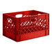 Red 24 Qt. Customizable Rectangular Milk Crate - 18 3/4" x 13" x 11"