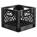 Orbis DY16 Black 16 Qt. Square Milk Crate - 13 1/8" x 13 1/8" x 11"