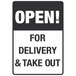 "Open! / For Delivery and Take Out" Engineer-Grade Reflective Black ...