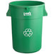 Lavex Janitorial 44 Gallon Green Round Commercial Recycling Can