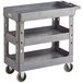 Choice Blue Utility / Bussing Cart with Three Shelves - 32" x 16"