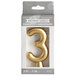 Creative Converting 339956 3" Gold "3" Candle