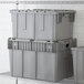 Choice 27 7/8" x 20 7/8" x 15 3/16" Gray Stackable Chafer Tote ...