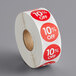 Point Plus 10% Off Permanent 1" Red Label - 1000/Roll