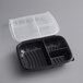 Choice 11" x 8 1/2" x 3" Microwaveable 3-Compartment Black / Clear ...