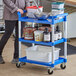 Choice Blue Utility / Bussing Cart with Three Shelves - 32" x 16"
