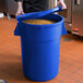 44 Gallon / 700 Cup Blue Round Ingredient Storage Bin with Lid