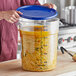 Vigor 22 Qt. Clear Round Polycarbonate Food Storage Container and Blue Lid
